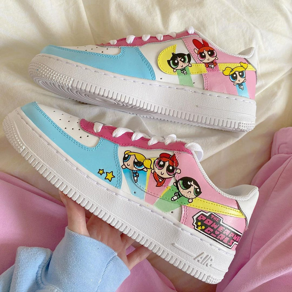 Adorable Soft Blue Pink Powerpuff Girls Theme Custom Air Force 1 ...