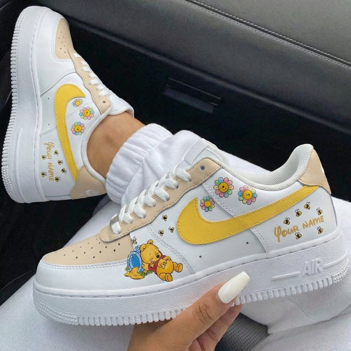 Beige Yellow Winnie - the - Pooh Custom Air Force 1 – SHECUSTOMIZE
