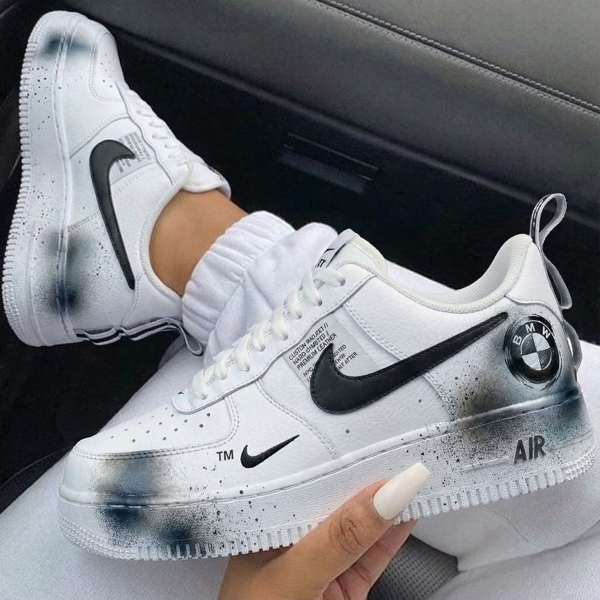 Black BMW Logo Splatter Custom Air Force 1 – SHECUSTOMIZE