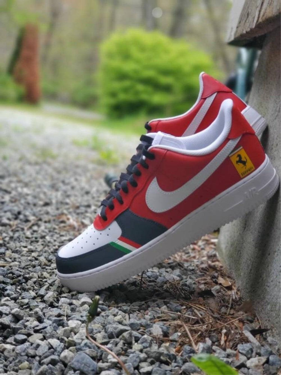 Black Red Ferrari Custom Air Force 1 – SHECUSTOMIZE