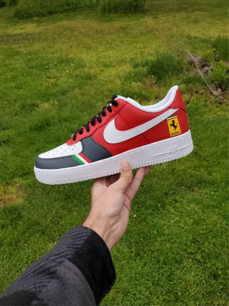 Black Red Ferrari Custom Air Force 1 – SHECUSTOMIZE