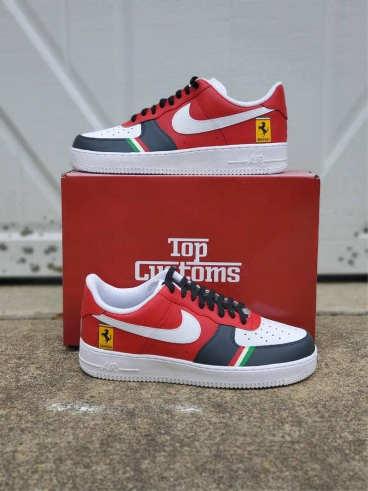 Black Red Ferrari Custom Air Force 1 – SHECUSTOMIZE