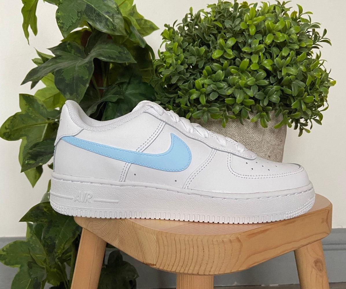 Blue Swoosh Custom Air Force 1 – SHECUSTOMIZE