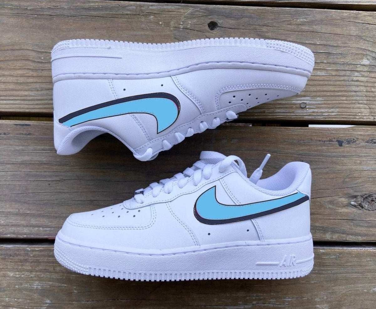 Blue Swoosh Custom Air Force 1 – SHECUSTOMIZE