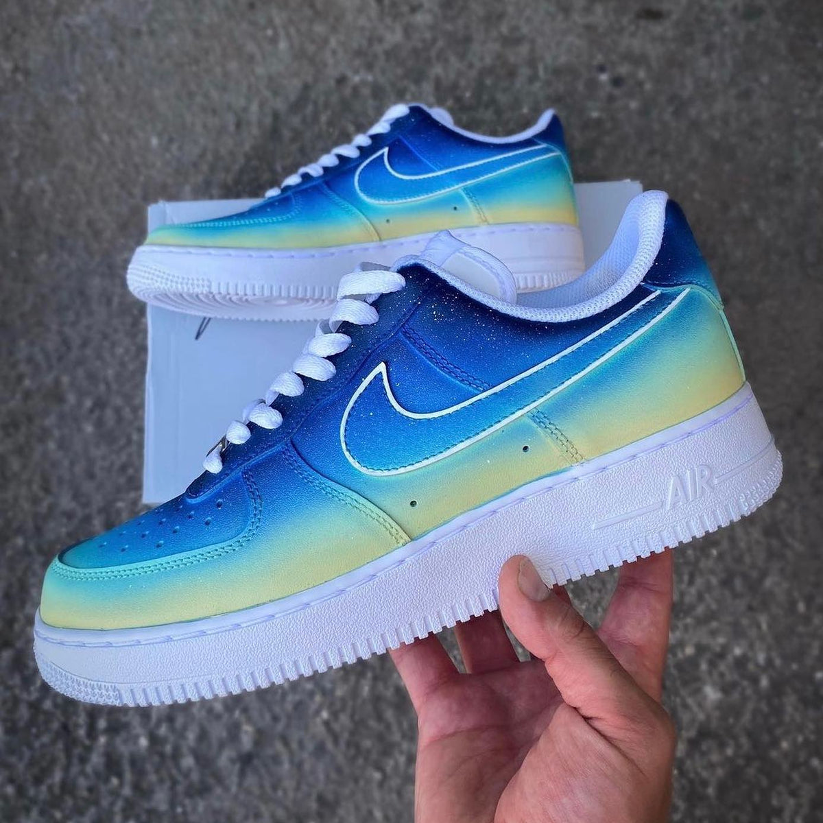 Blue Yellow Gradient Custom Air Force 1 – SHECUSTOMIZE