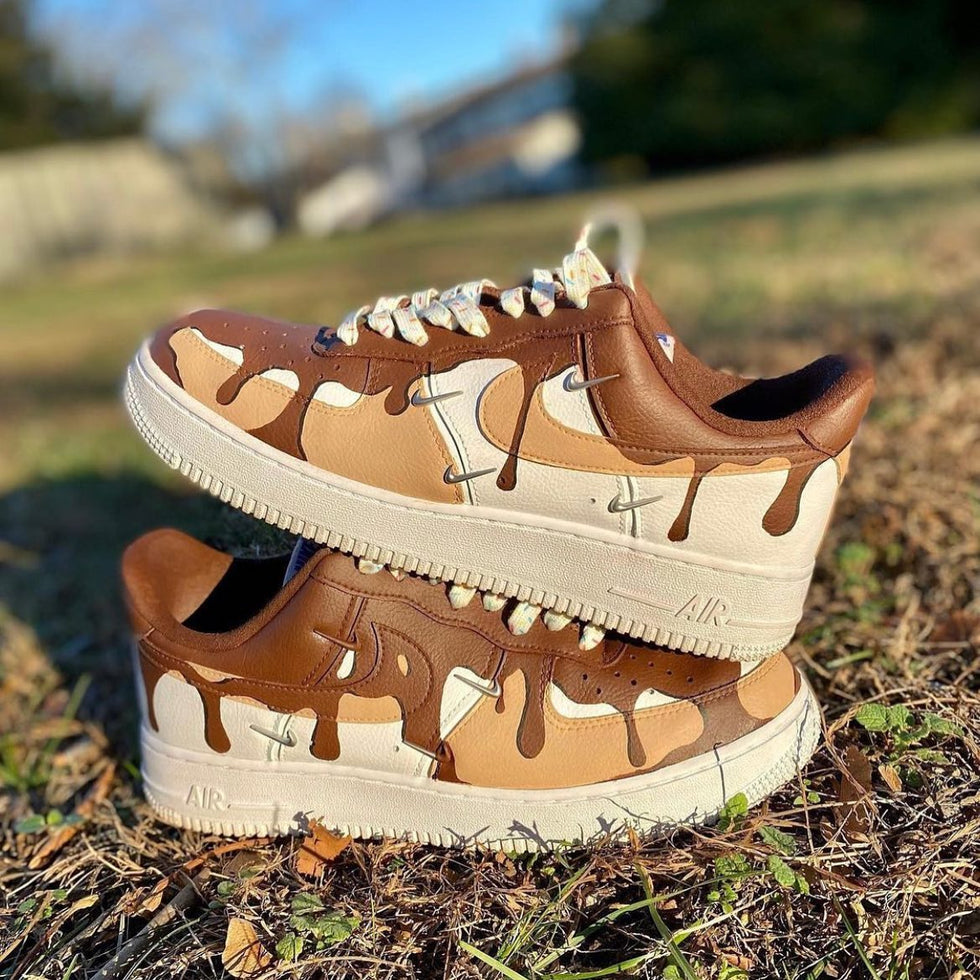 Brown Tan Drip Custom Air Force 1 – SHECUSTOMIZE