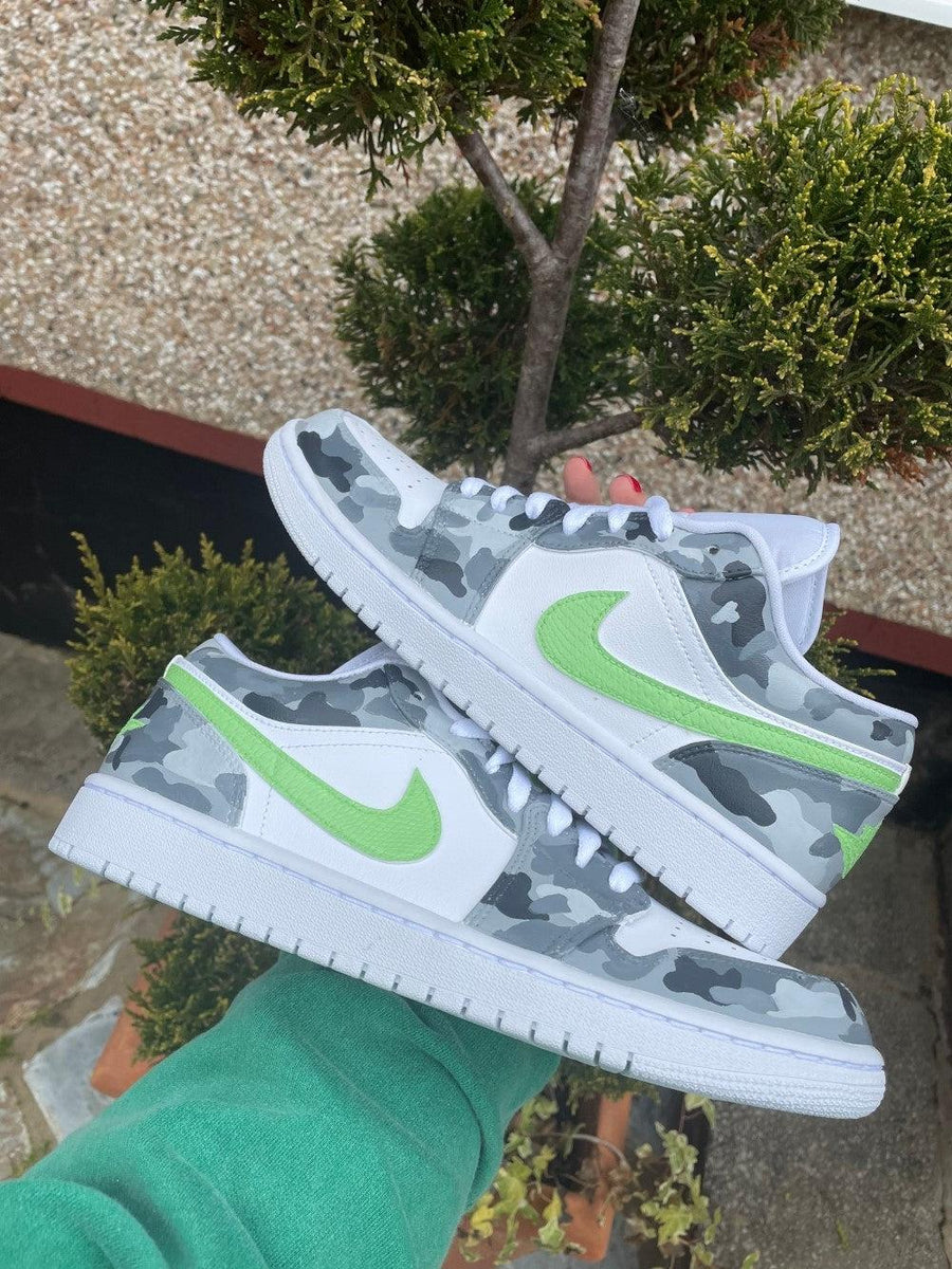 Camouflage Gray Lime Green Custom Air Force 1 – SHECUSTOMIZE