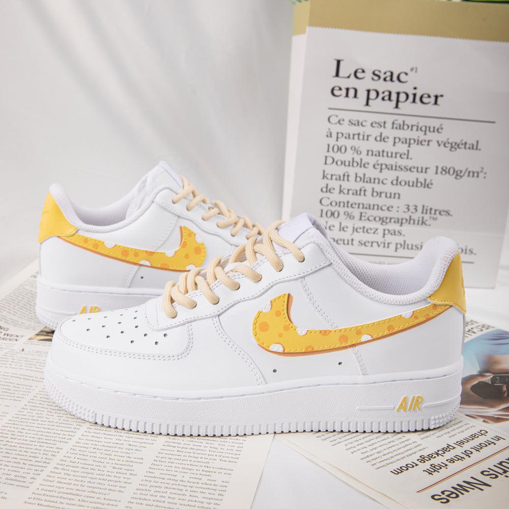 Cheese Air Force 1s Custom Shoes Sneakers – SHECUSTOMIZE