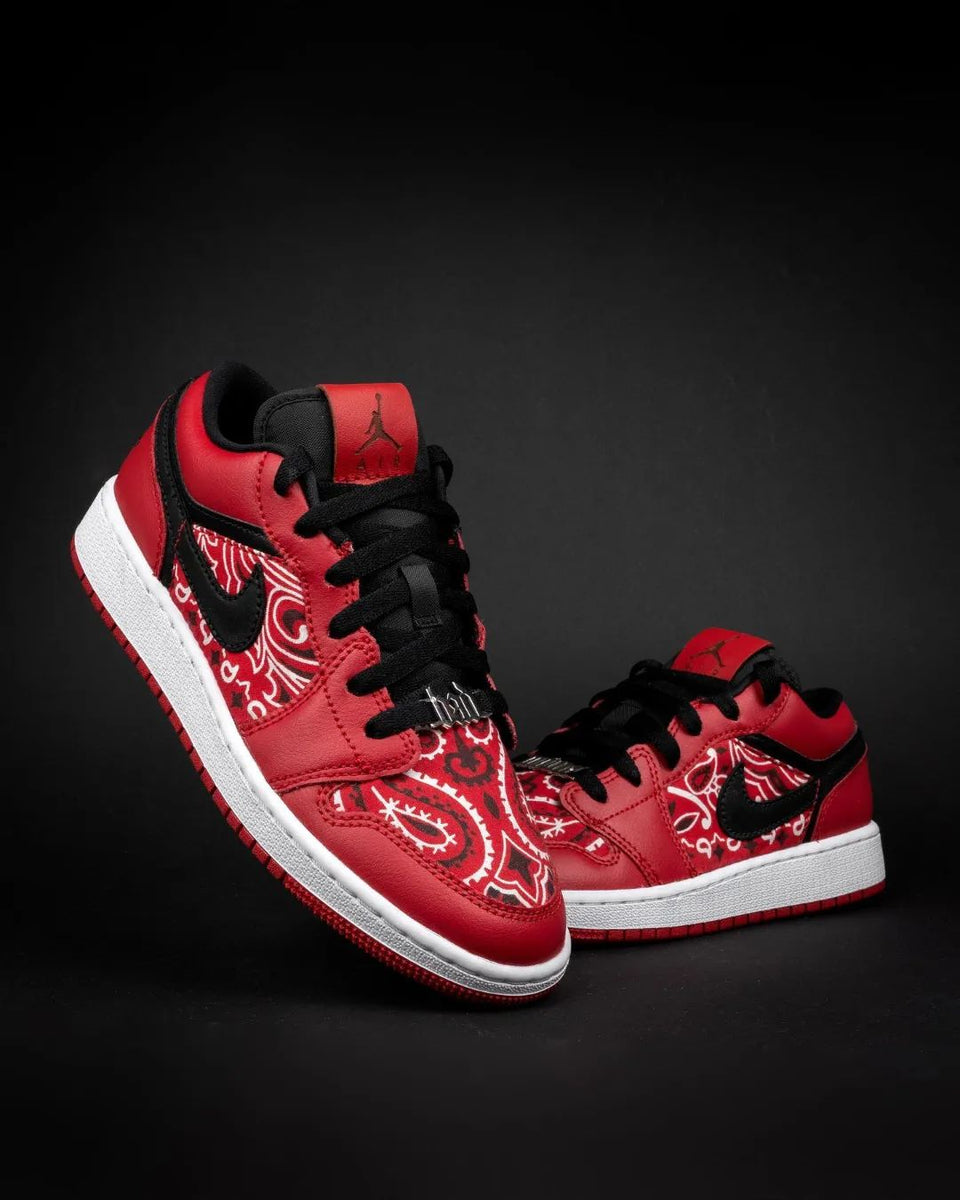 Classic Red Paisley Bandana Pattern Custom Air Jordan 1 – SHECUSTOMIZE