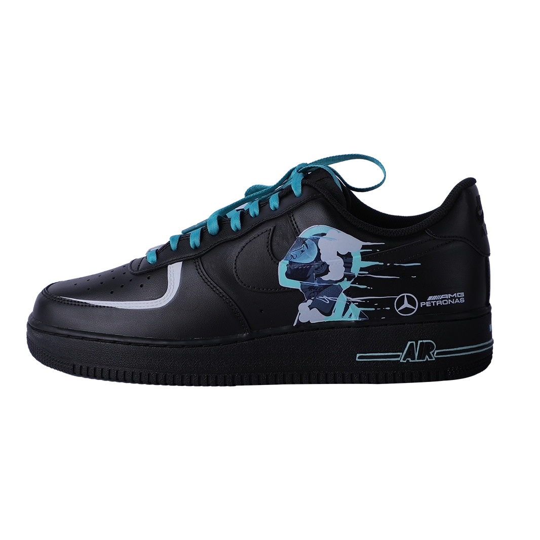 Custom Air Force 1 Black Teal Human-shaped cartoon pattern – SHECUSTOMIZE