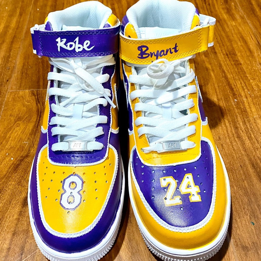 Custom Air Force 1 Purple Yellow Kobe Bryant Lakers Theme – SHECUSTOMIZE