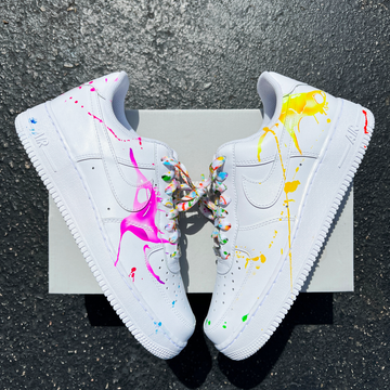 Custom Air Force 1 White With Splatter Paint – SHECUSTOMIZE
