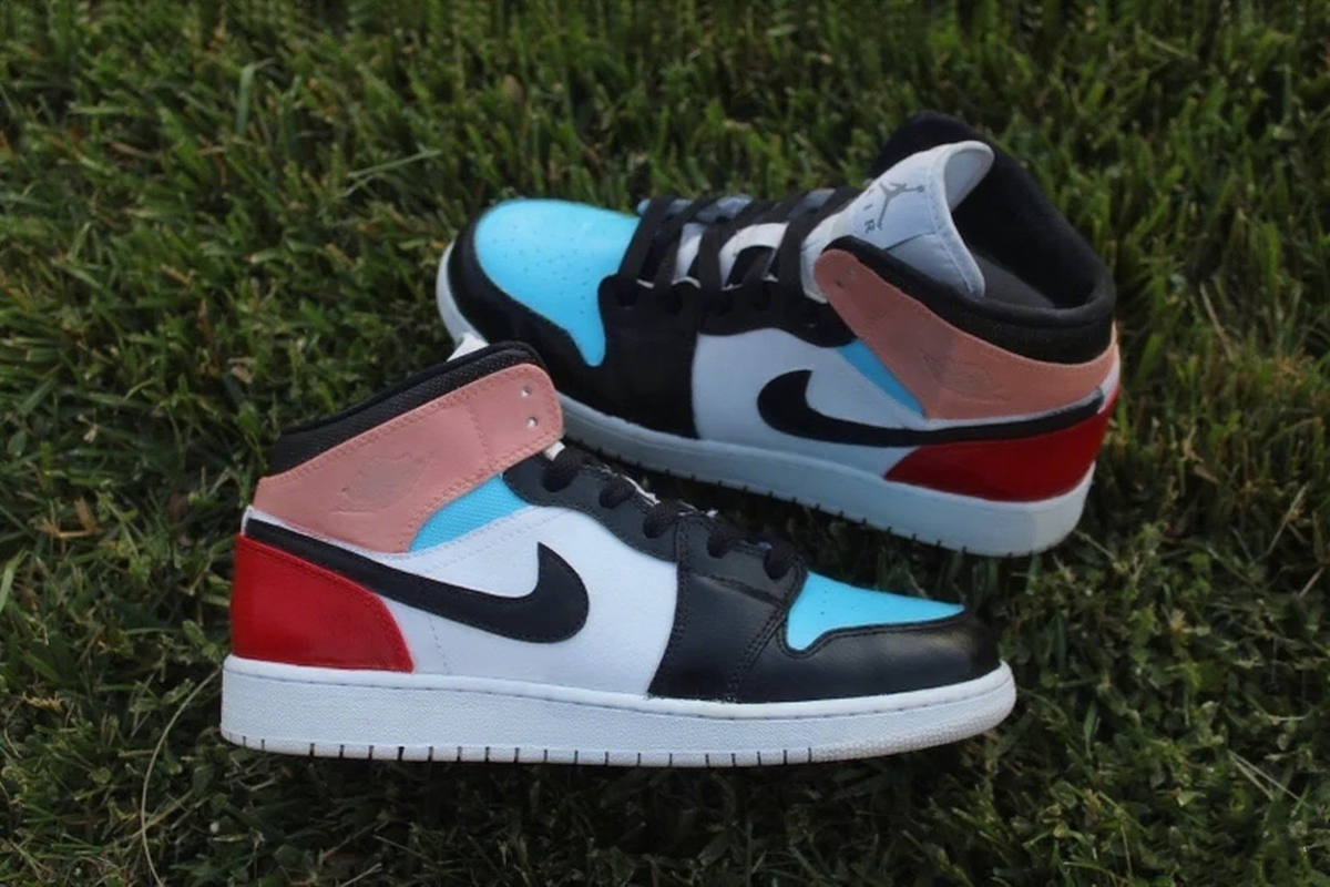 Custom Air Jordan 1 Baby Blue Pink Black Red Color – SHECUSTOMIZE