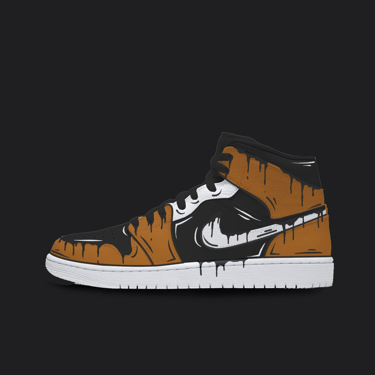 Custom Air Jordan 1 Black Khaki Drip Pattern – SHECUSTOMIZE