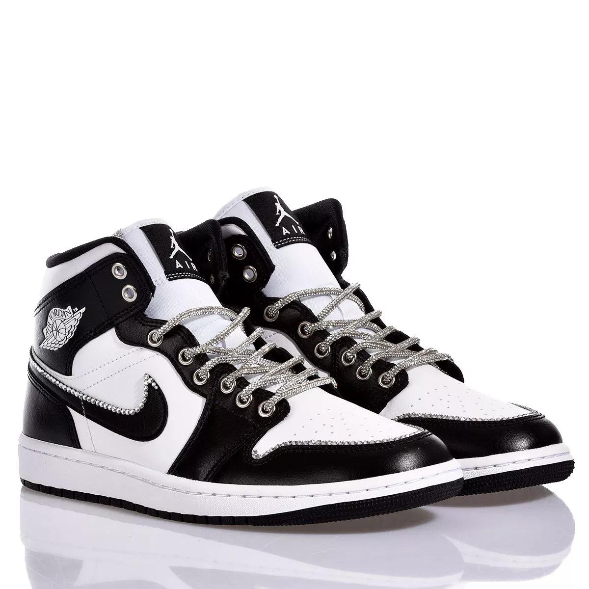 Custom Air Jordan 1 Black White Rhinestone – SHECUSTOMIZE
