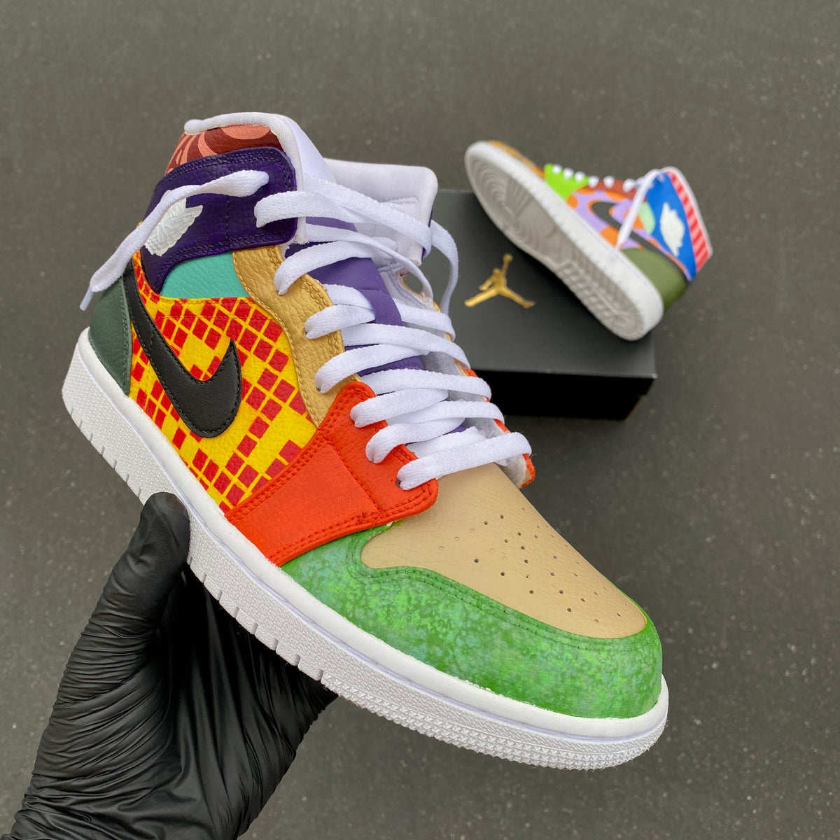 Custom Air Jordan 1 Multicolor Pattern Mix – SHECUSTOMIZE