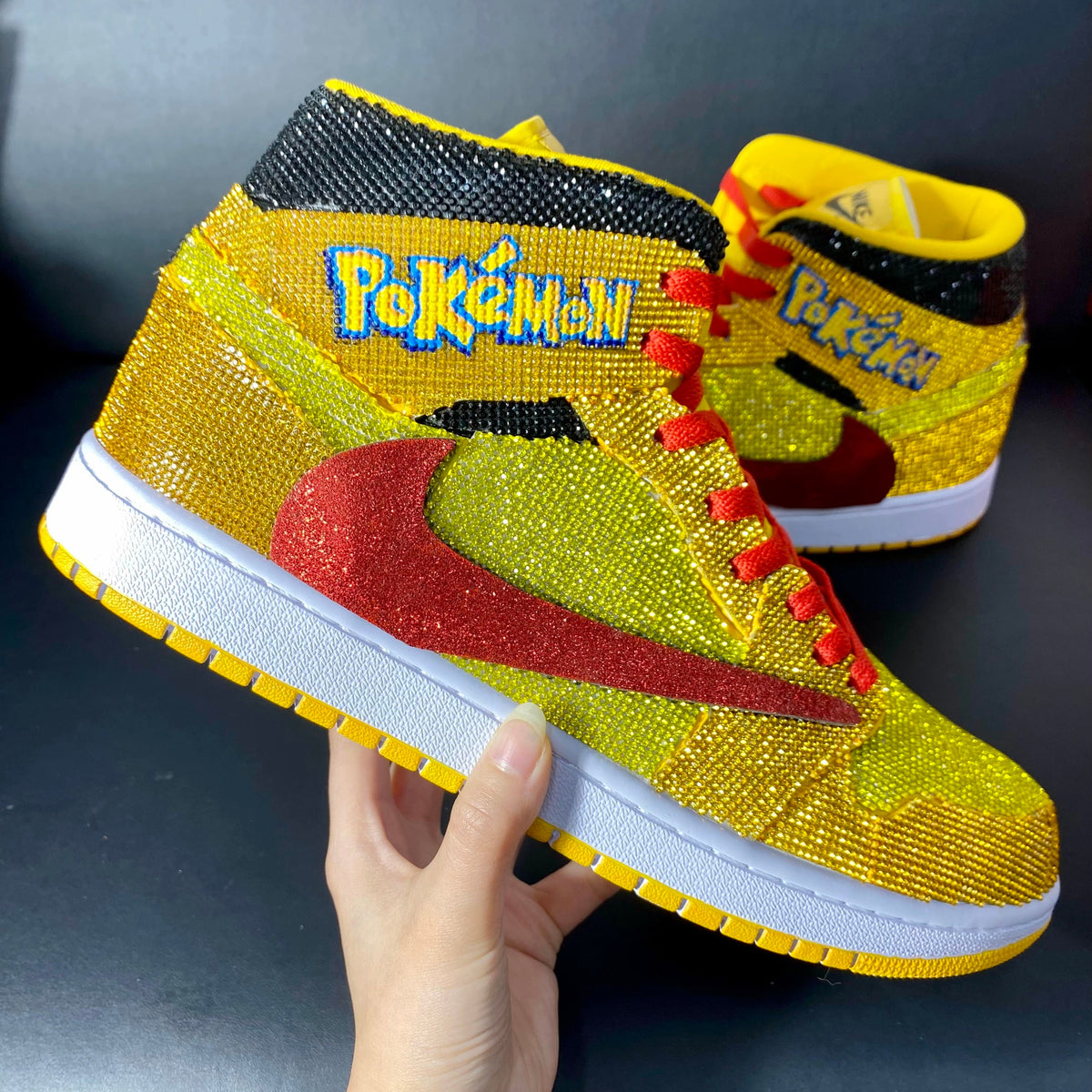 Custom Air Jordan 1 Travis Scott Yellow Pokemon Theme – SHECUSTOMIZE