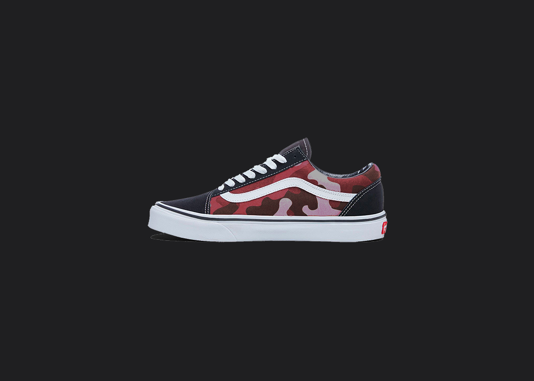 Custom Vans Black And Red Camouflage – SHECUSTOMIZE