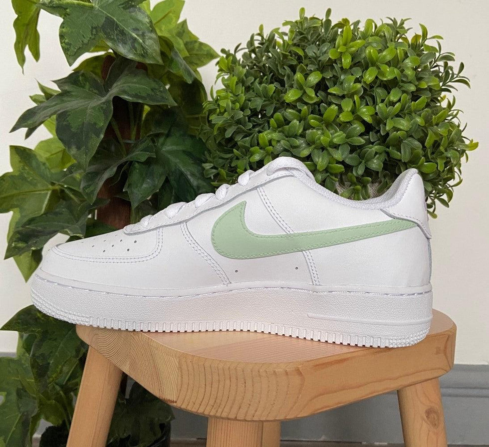 Green Swoosh Custom Air Force 1 – SHECUSTOMIZE