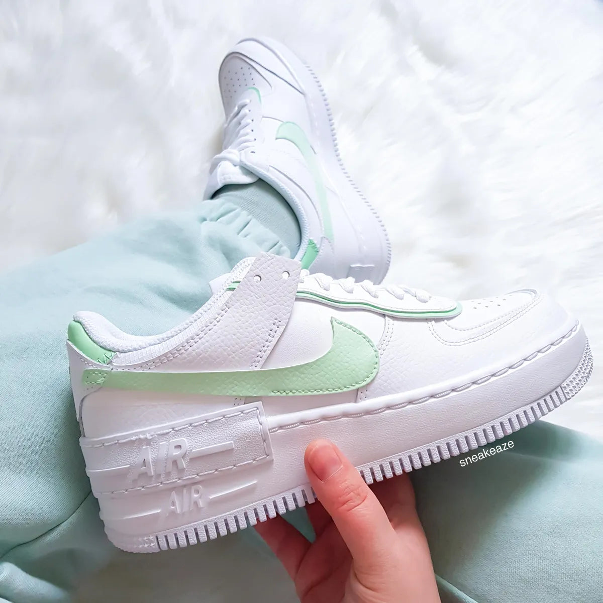 Mint Green Custom Air Force 1 – SHECUSTOMIZE