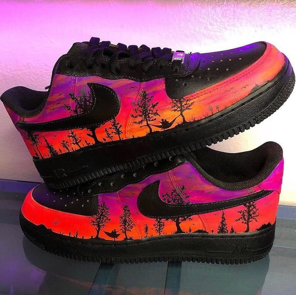 Orange Purple Landscape Custom Air Force 1 – SHECUSTOMIZE