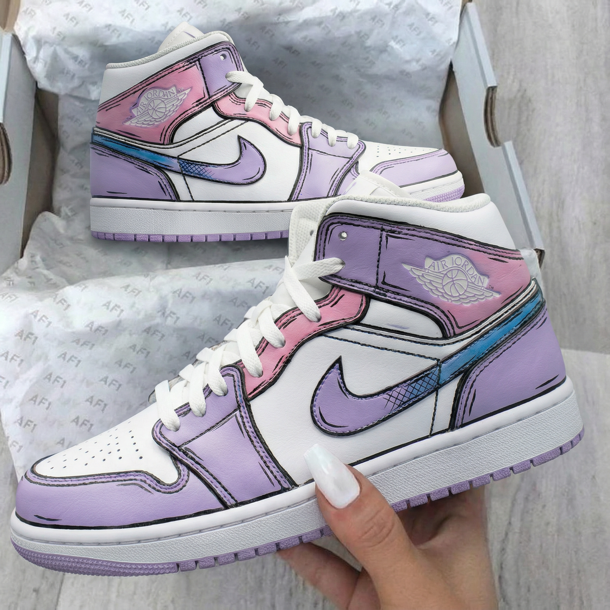 Pink Purple Cartoon Custom Air Jordan 1 – SHECUSTOMIZE