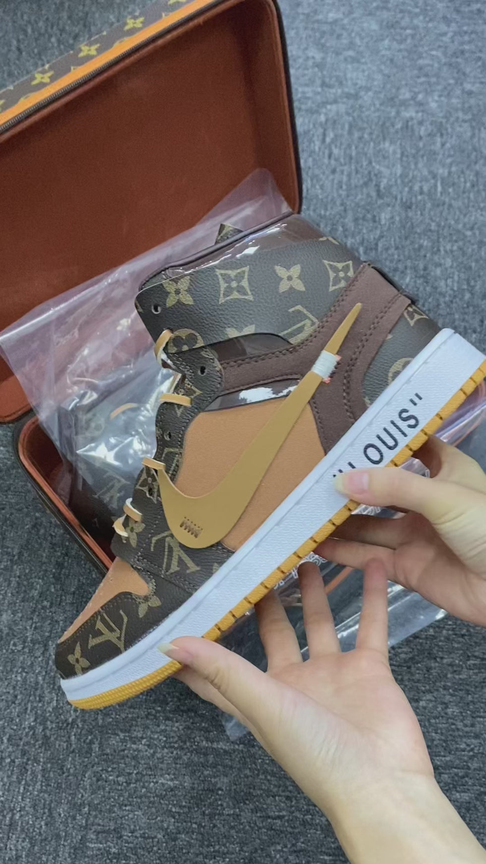 Custom Jordans Brown Khaki LV Logo – SHECUSTOMIZE