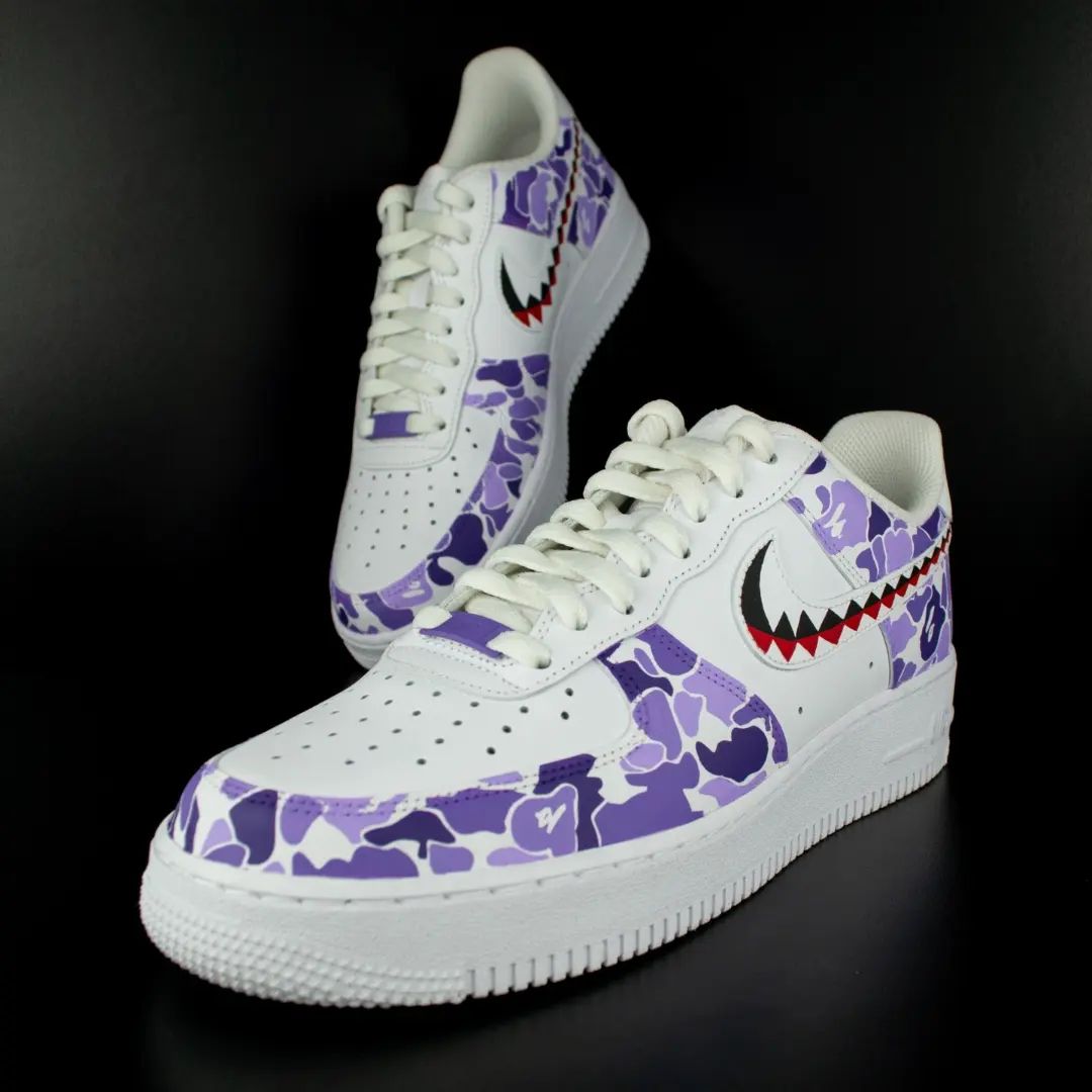 Purple Camo Shark Custom Air Force 1 – SHECUSTOMIZE