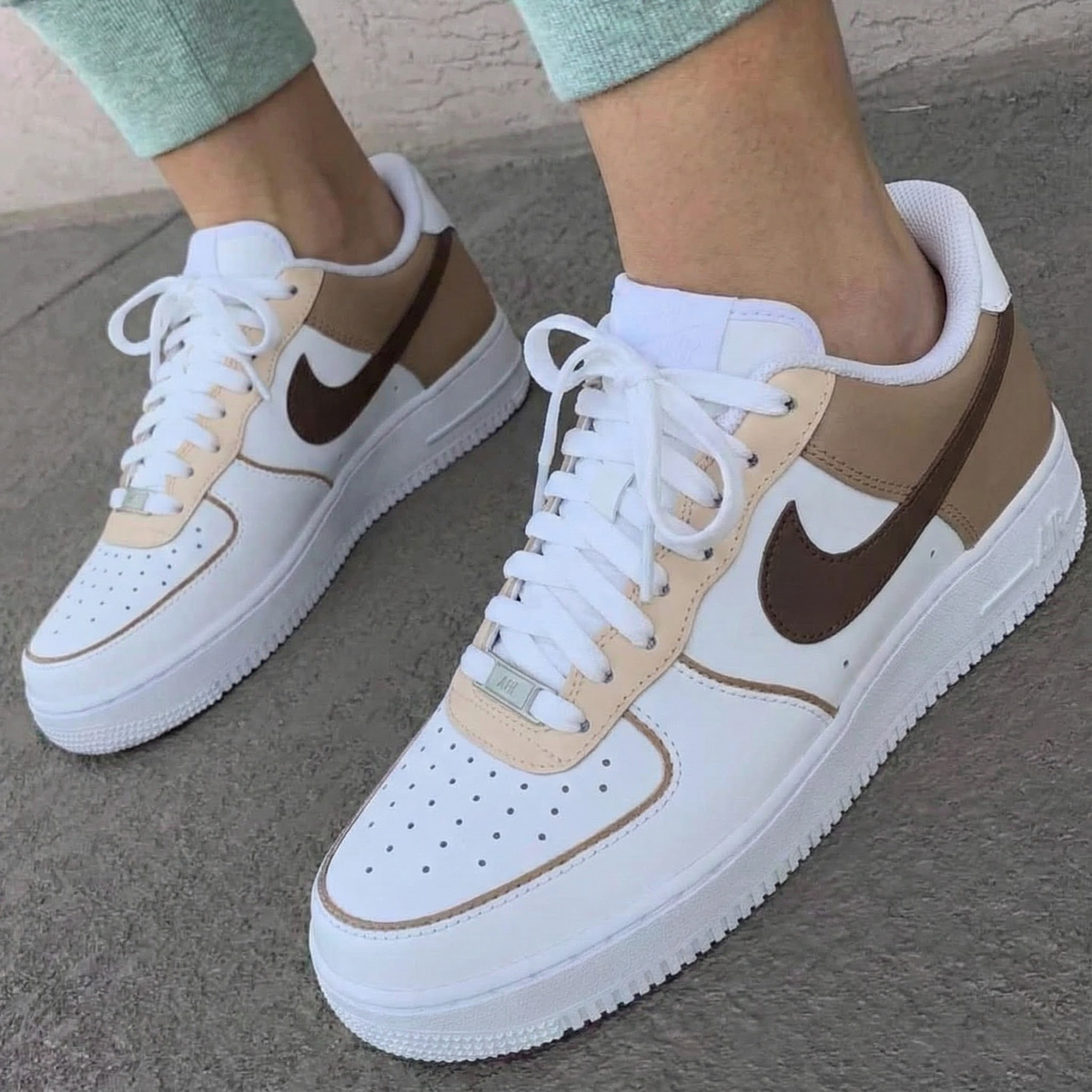 Warm Earth Tone Beige Brown Custom Air Force 1 – SHECUSTOMIZE