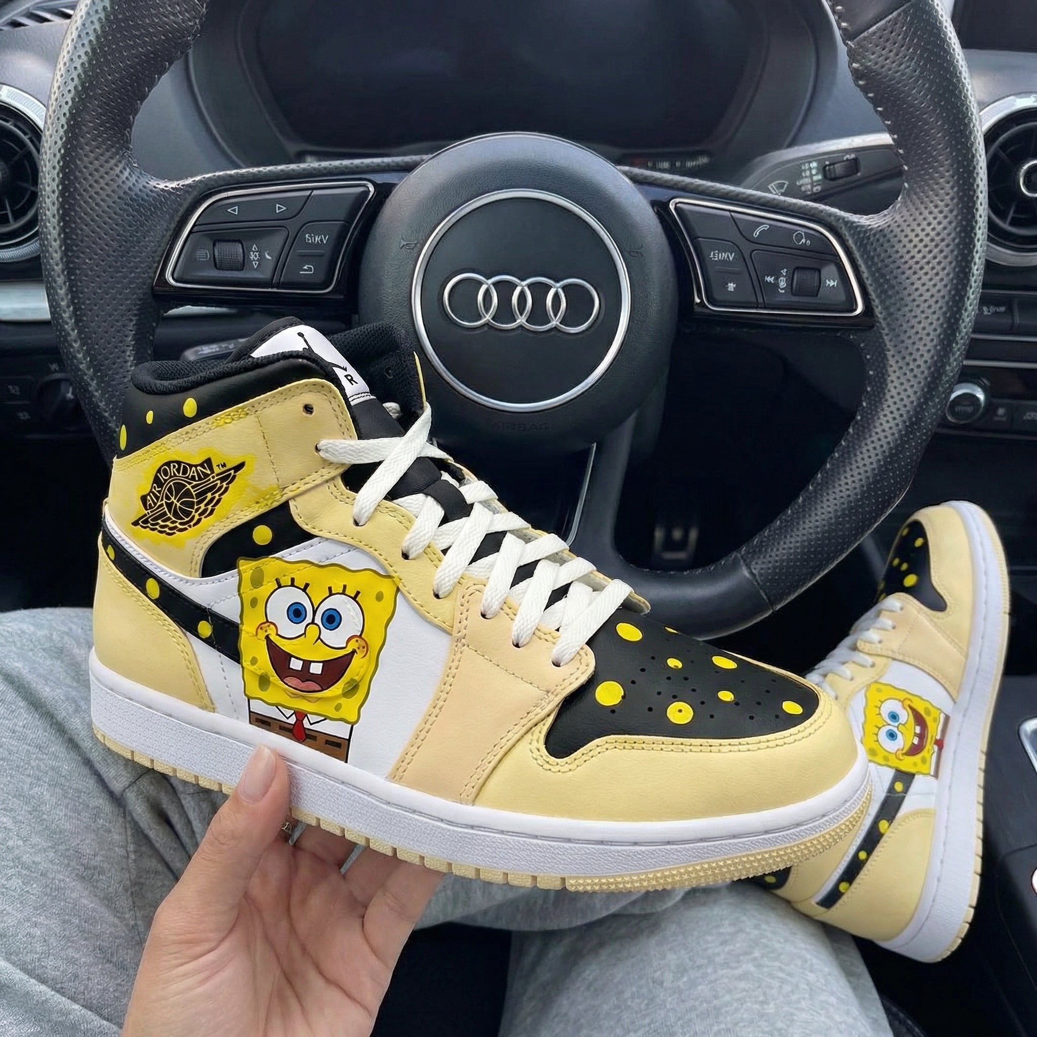Yellow SpongeBob Custom Air Jordan 1 – SHECUSTOMIZE